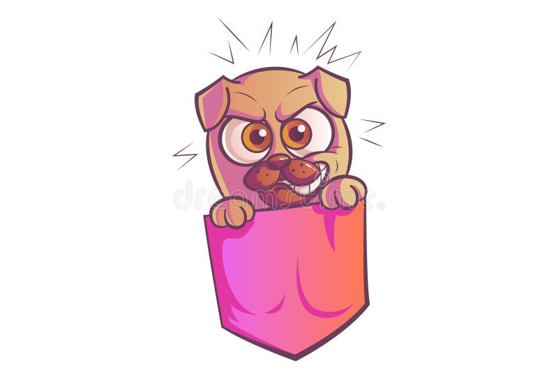 Cute Angry Pug Dog Character, Pet Dog Cartoon Vector Illustration Stock ...