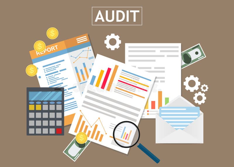 Auditing Concept Illustration. Tax Process. Auditor During Examination ...