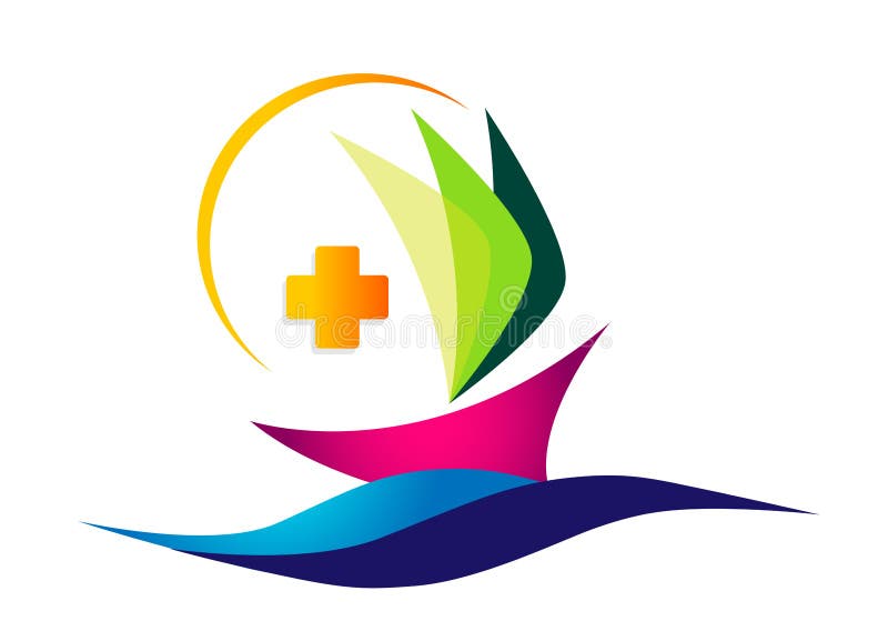 Globe World Boat Medical Ship Sun Sea Water Wave Logo Icon Vector ...