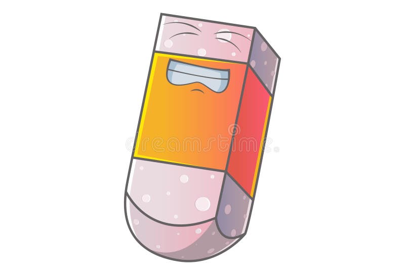 Vector Cartoon Illustration of Cute Eraser. Stock Vector - Illustration ...