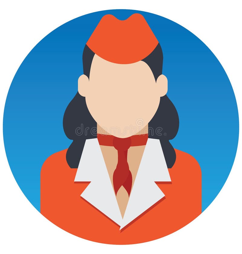 Air Hostess Vector Illustration Icon Which Can Easily Modify or Edit ...