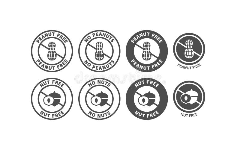 Peanut and Tree Nut Free Black Vector Stamp Label. Stock Vector ...