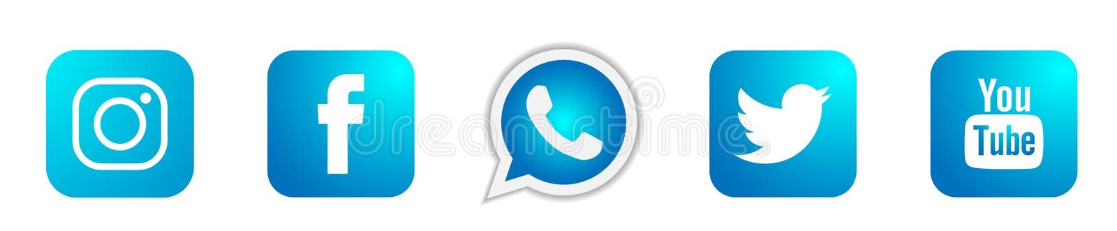 Blue Social Media Icon Set Thumbs, Comment, Share and Love 3d Style ...