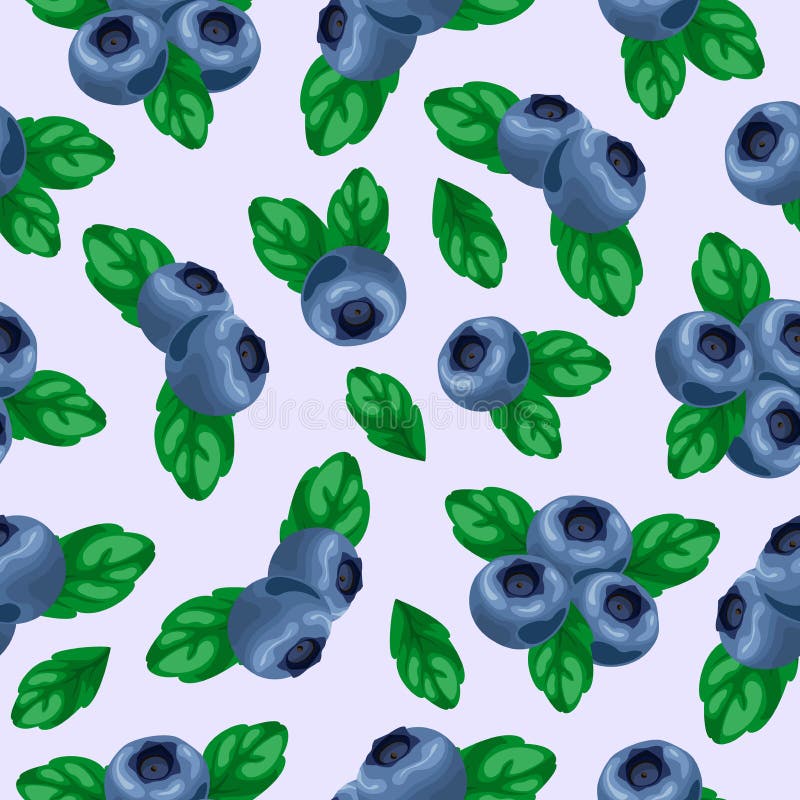 BLUEBERRY FRUIT SEAMLESS PATTERN Stock Illustration - Illustration of ...