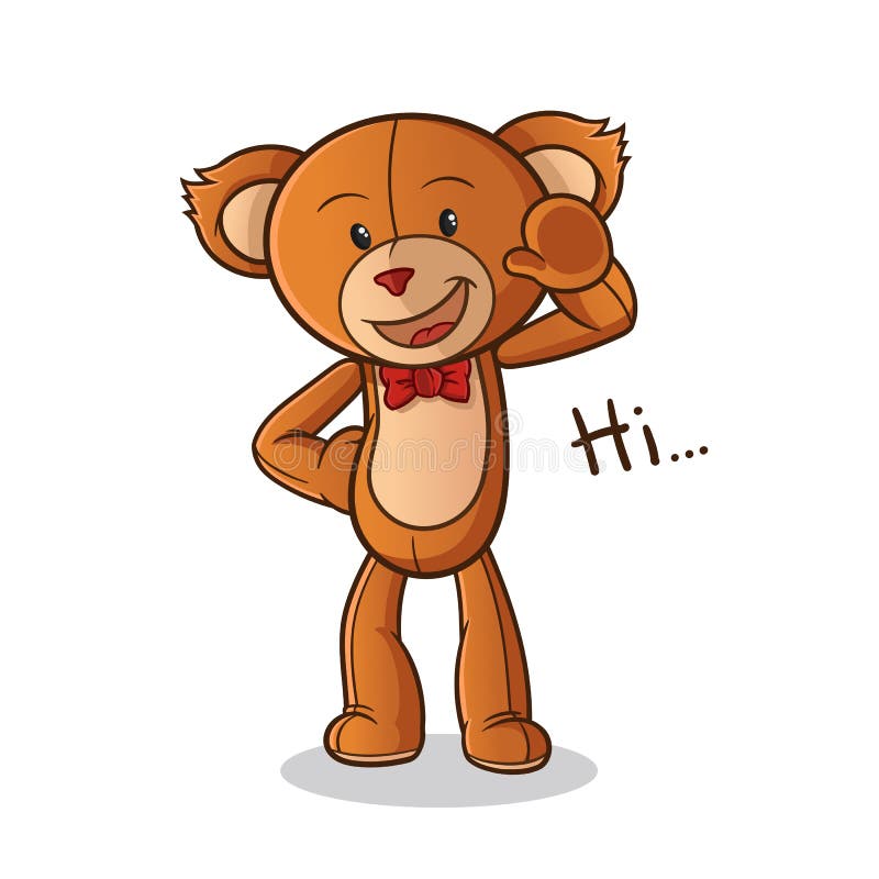 Art Teddy Bear Waving Hi