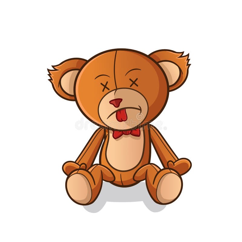 Cartoon tired teddy bear stock vector. Illustration of retro - 37579220