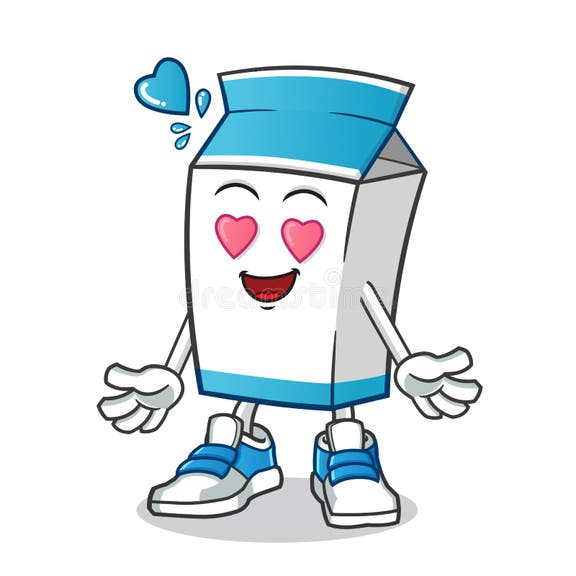 Milk Fall in Love Mascot Vector Cartoon Illustration Stock Vector ...