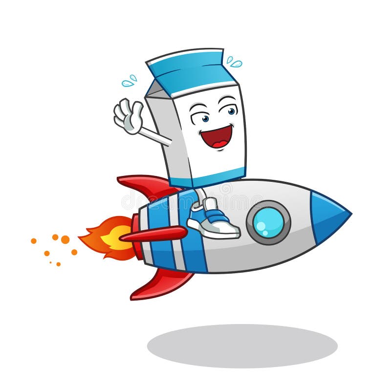 Milk Riding a Rocket Mascot Vector Cartoon Illustration Stock Vector ...