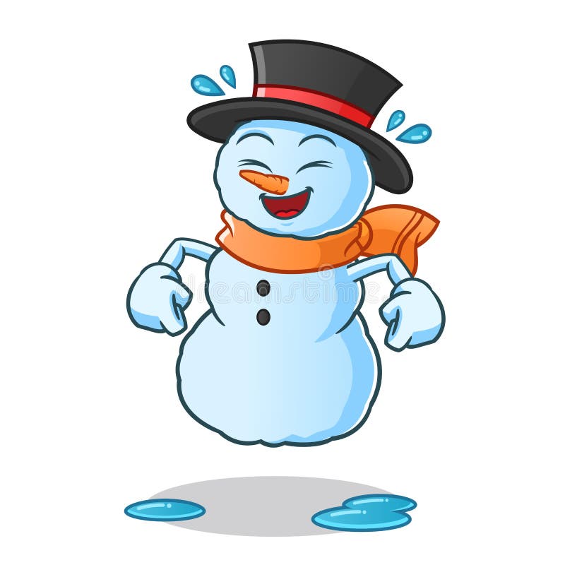Snowman Jumping Mascot Vector Cartoon Illustration Stock Vector ...