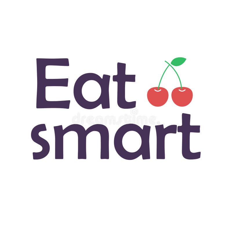 Eat Smart Concept. Fruit. Cherry. Banner. Slogan. Icon Stock Vector ...