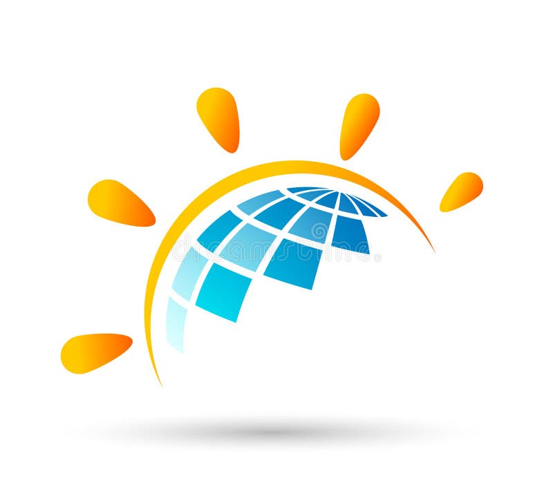 Globe World Sun Logo Concept Symbol Icon Design Vector on White ...