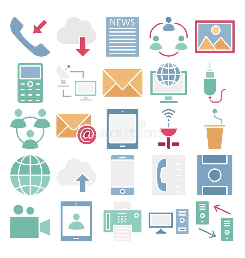 Communication and Digital Devices Isolated Vector Icons Set that Can Be ...