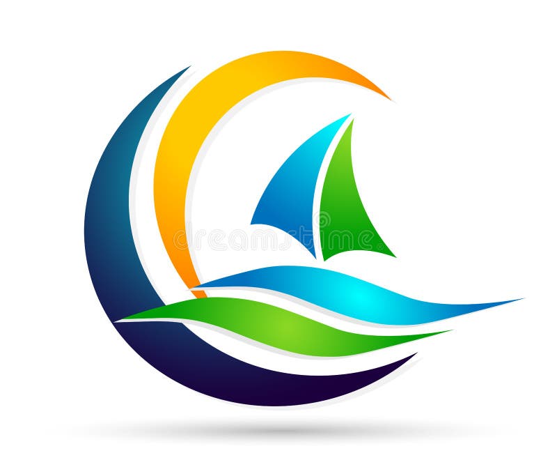 Boat Ship Sea Water Wave Logo Icon Vector Illustrations on White ...