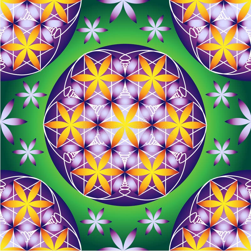 Pink and Violet Flower of Life Seamless Vector Pattern Stock ...