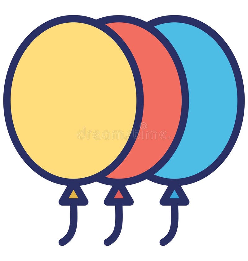 Balloons, Decoration Isolated Vector Icon Which Can Easily Modify or ...