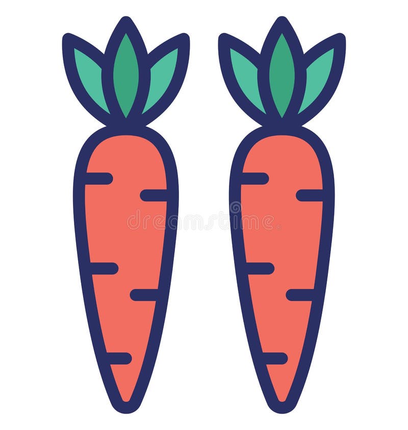 Carrots, Fruit Isolated Vector Icon Which Can Easily Modify or Edit ...