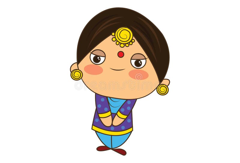 Vector Cartoon Illustration of Cute Punjabi Sardarni. Stock Vector ...