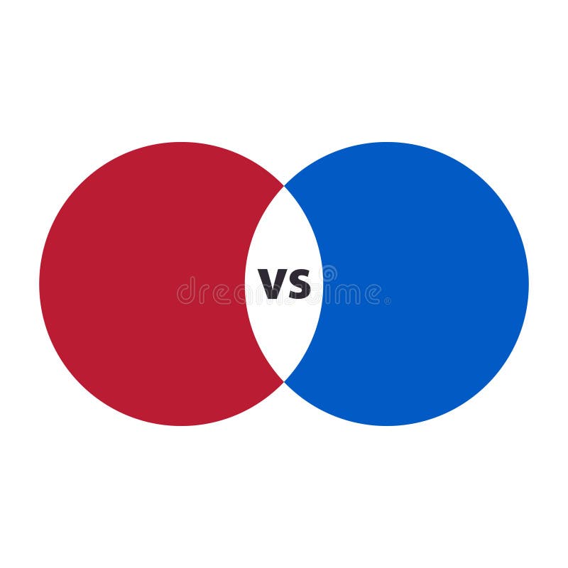 Sign Versus. Red and Blue Circle Intersect Each Other Stock ...