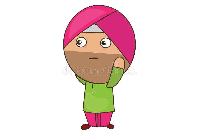 Vector Cartoon Illustration of Cute Sardar. Stock Vector - Illustration ...