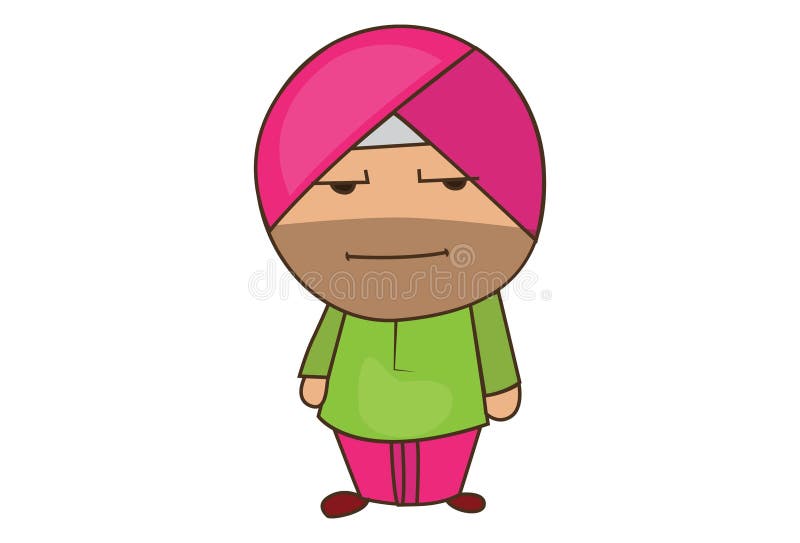 Vector Cartoon Illustration of Cute Sardar. Stock Vector - Illustration ...