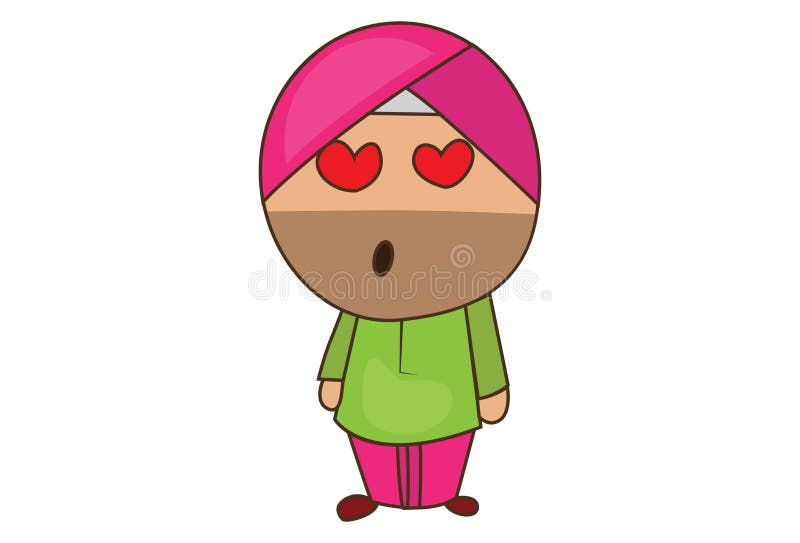 Vector Cartoon Illustration of Cute Sardar. Stock Vector - Illustration ...