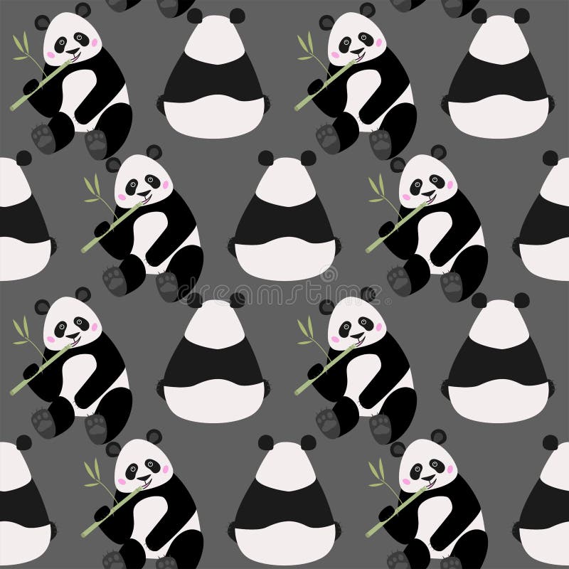 Seamless Pattern with Funny Panda Bears, Vector Illustration. Stock ...