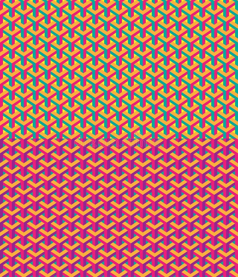 Seamless Abstract Geometric Patterns, Saturated Colors. Stock Vector ...