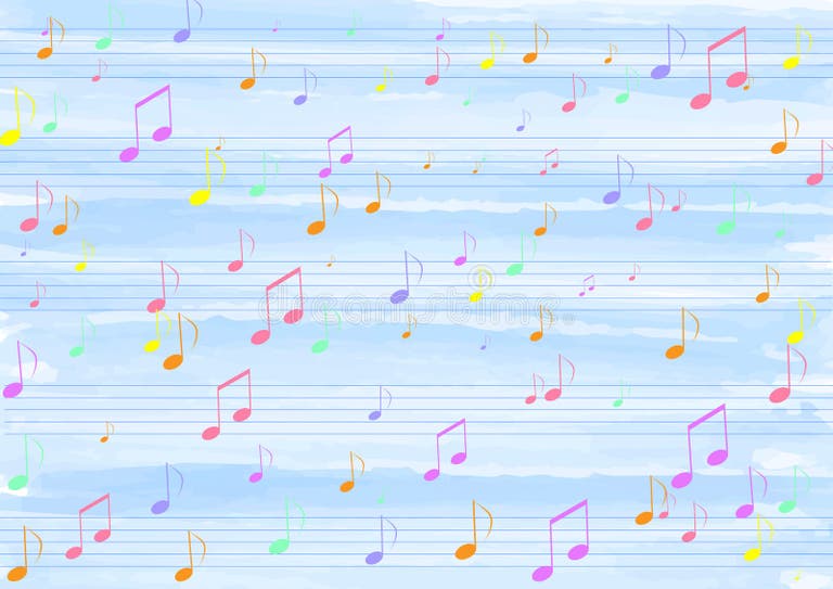 Colorful Music Notes in Blue Watercolor Pattern Background Stock Vector ...