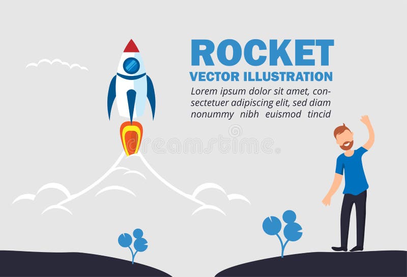 Rocket and Human Vector Illustration Stock Vector - Illustration of ...