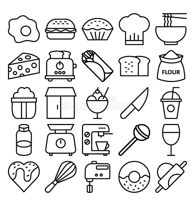 Basic RGB Food Isolated Vector Icons Set that Can Easily Modify or Edit ...