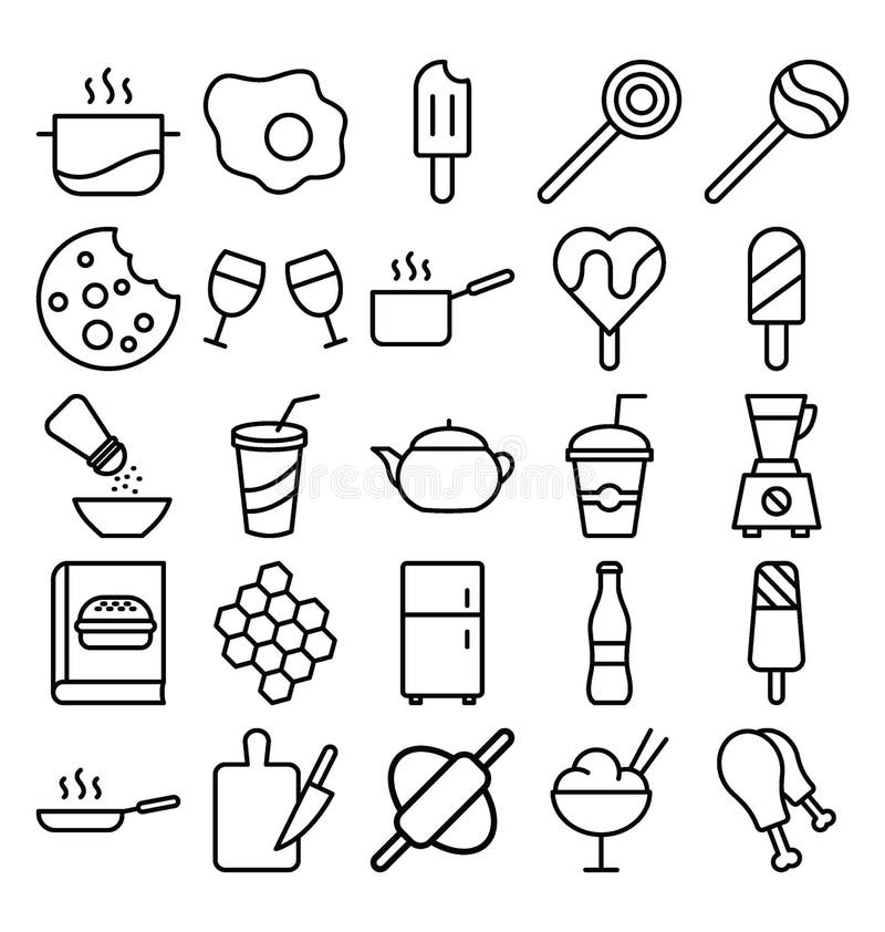Food Isolated Vector Icons Set that Can Easily Modify or Edit Stock ...