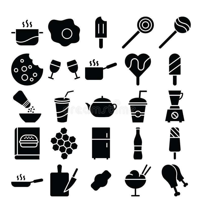 Food Isolated Vector Icons Set that Can Easily Modify or Edit Food ...