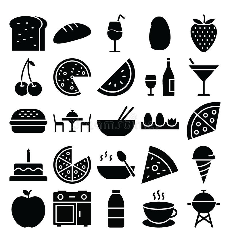 Food Isolated Vector Icons Set that Can Easily Modify or Edit Stock ...