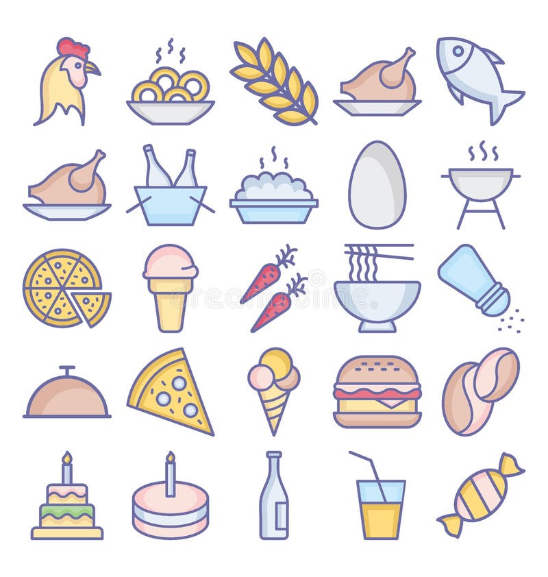 Food Isolated Vector Icons Set that Can Easily Modify or Edit Food ...