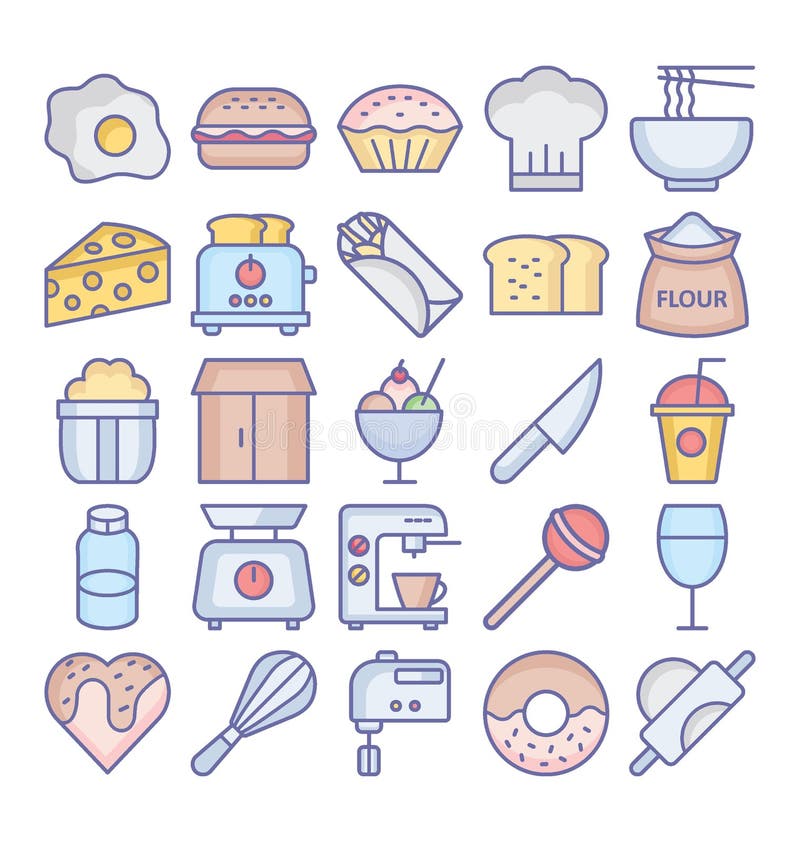 Food Isolated Vector Icons Set that Can Easily Modify or Edit Stock ...