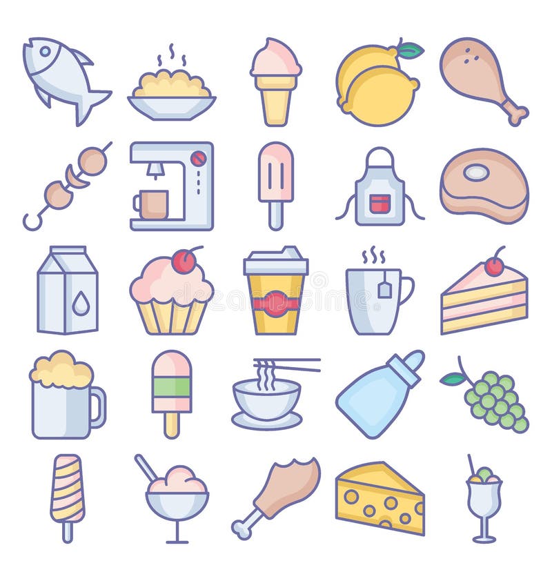 Food Isolated Vector Icons Set that Can Easily Modify or Edit Stock ...