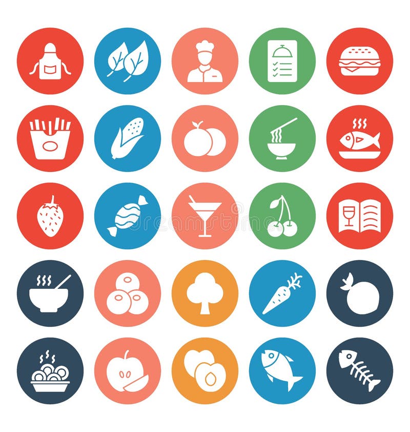 Food Isolated Vector Icons Set that Can Easily Modify or Edit Food ...