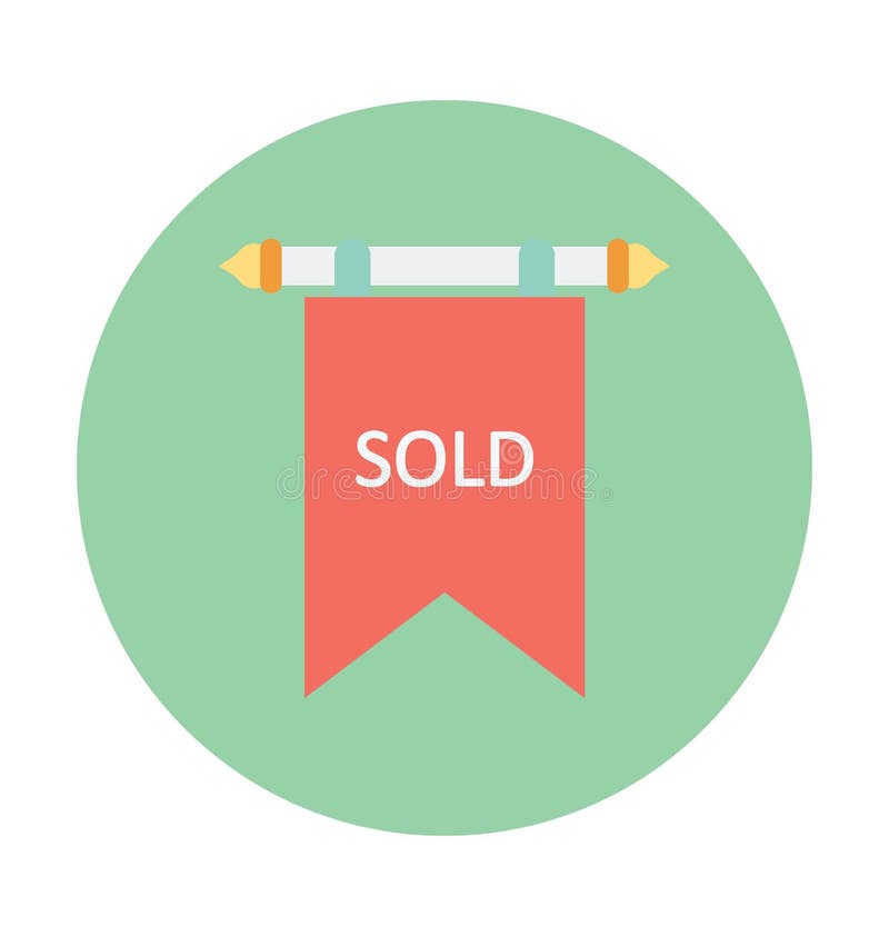 Sold Sign Board Color Isolated Vector Icon Which Can Easily Modify or ...