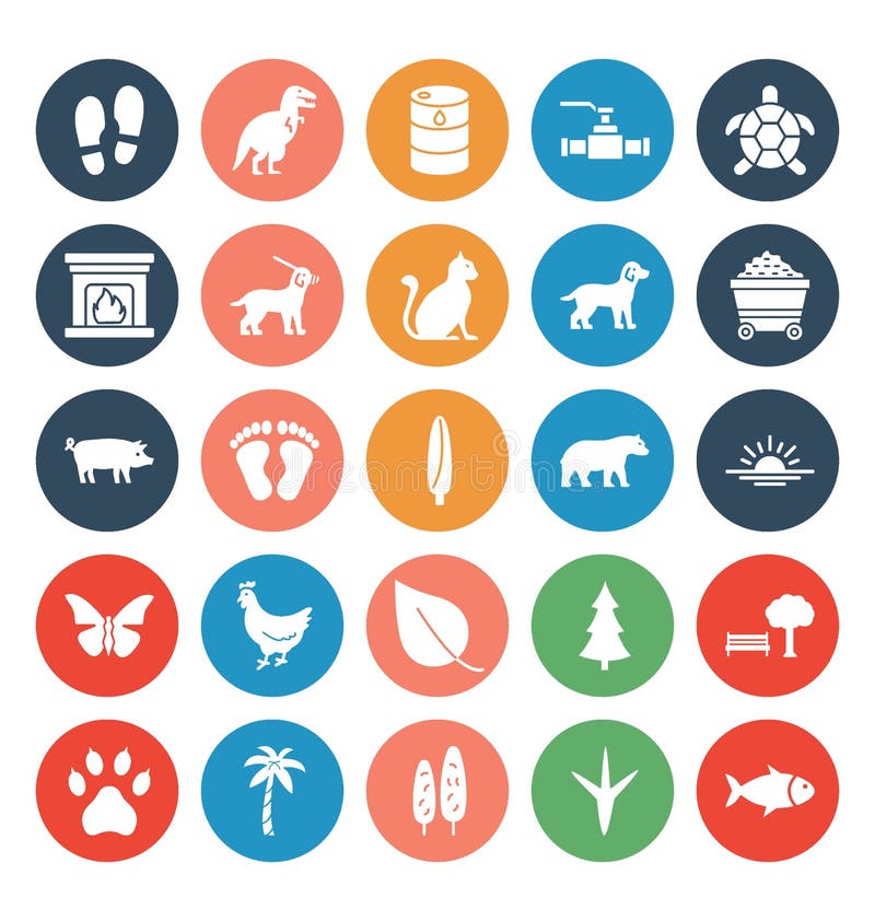Nature and Wildlife Vector Icons Set Which Can Easily Modify or Edit ...