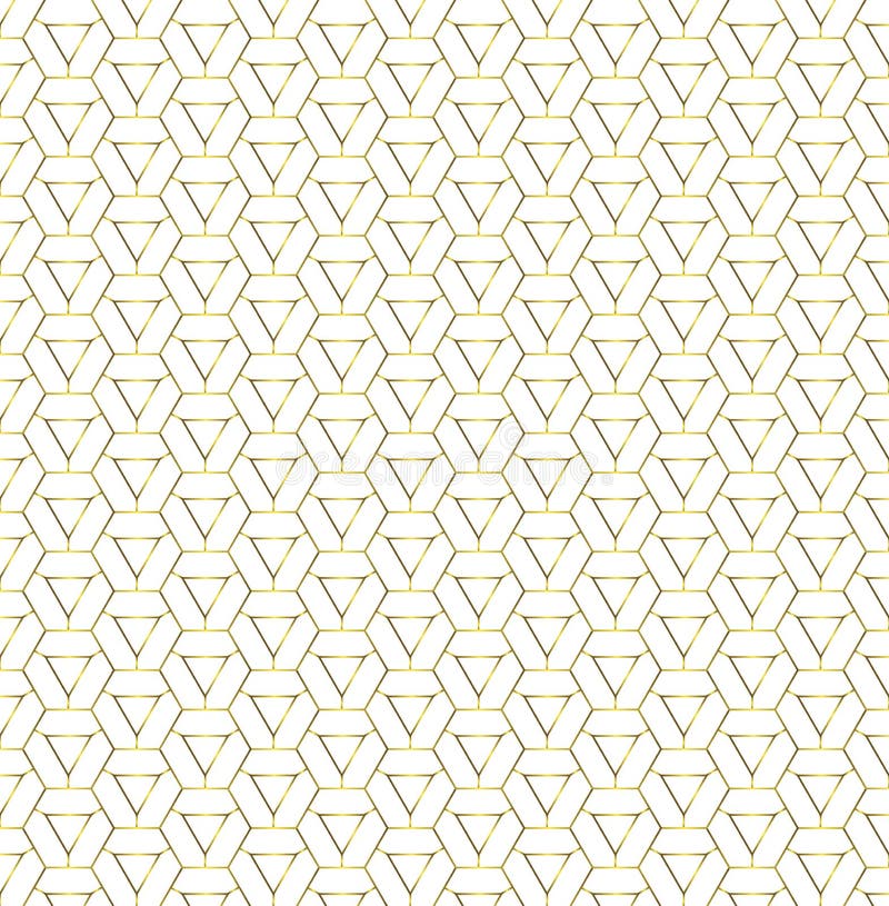 Seamless Golden Triangular and Hexagonal Shapes Pattern in White ...