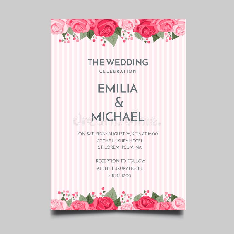 Floral Wedding Invitation Template Simple and Elegant Design Stock ...