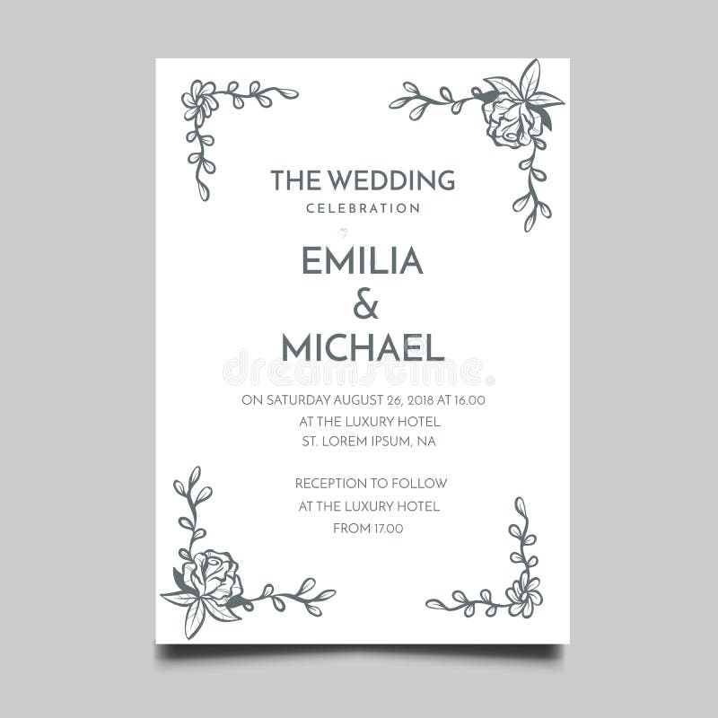 Floral Wedding Invitation Template Simple and Elegant Design Stock ...