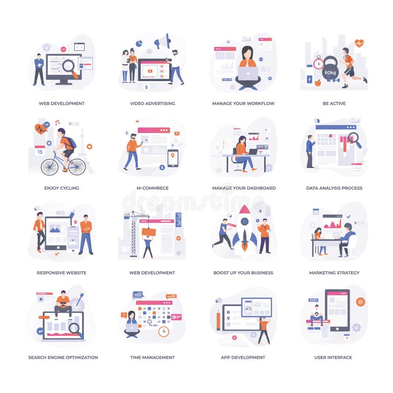 Project Development Illustrations Pack Stock Vector - Illustration of ...