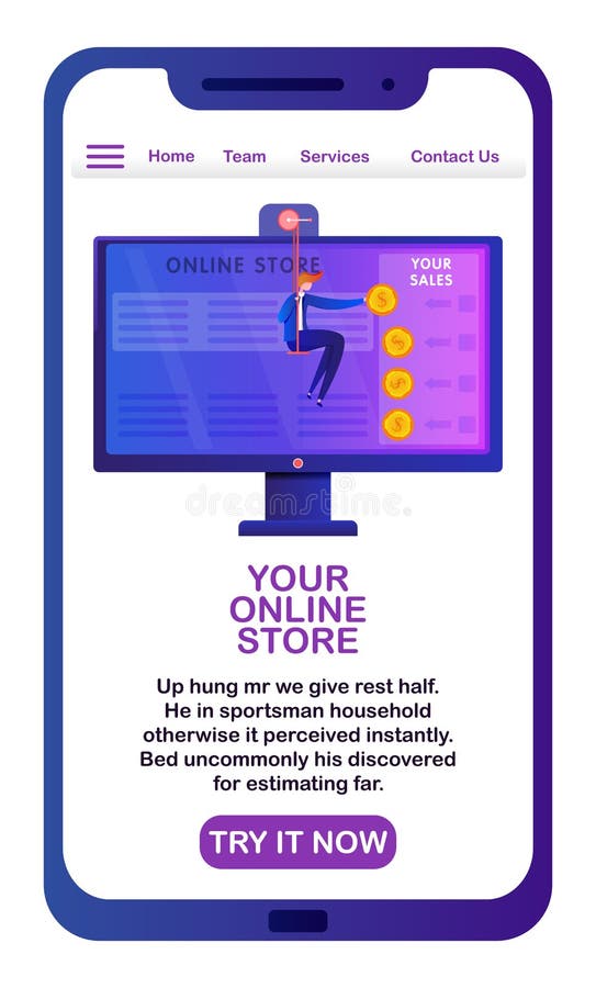 Online Store Makes a Profit in Dollars Stock Illustration ...