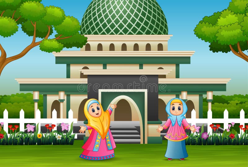 Muslim Women Wearing Red Veil with Holding a Quran Stock Vector ...