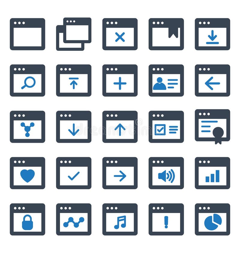 Icons Related To Web Browser Windows and Fully Editable Stock Vector ...