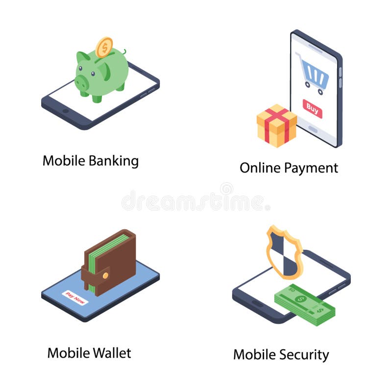 Mobile Banking Icons Bundle Stock Vector - Illustration of project ...