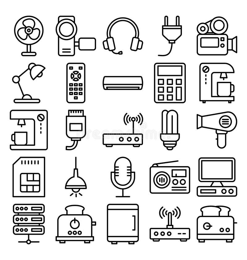Electronics and Devices Bold Line Icons that Can Easily Modified or ...