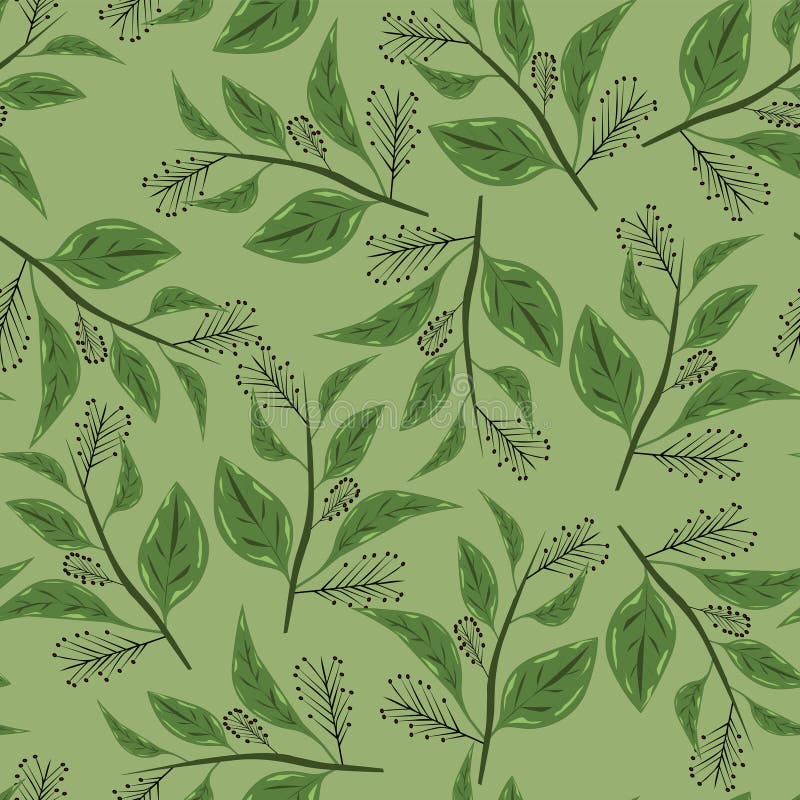 Seamless Flower Leaves Pattern Small Leaf Design Stock Vector ...