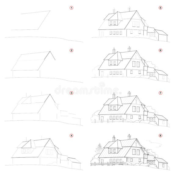How Create Step By Step Pencil Drawing Page Shows How To Learn Successively Draw Cute Country